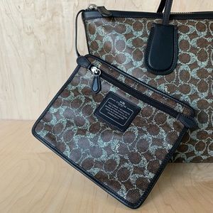 Coach | Bags | Coach Taxi Zip Top Tote Signature Coated Canvas Brown ...